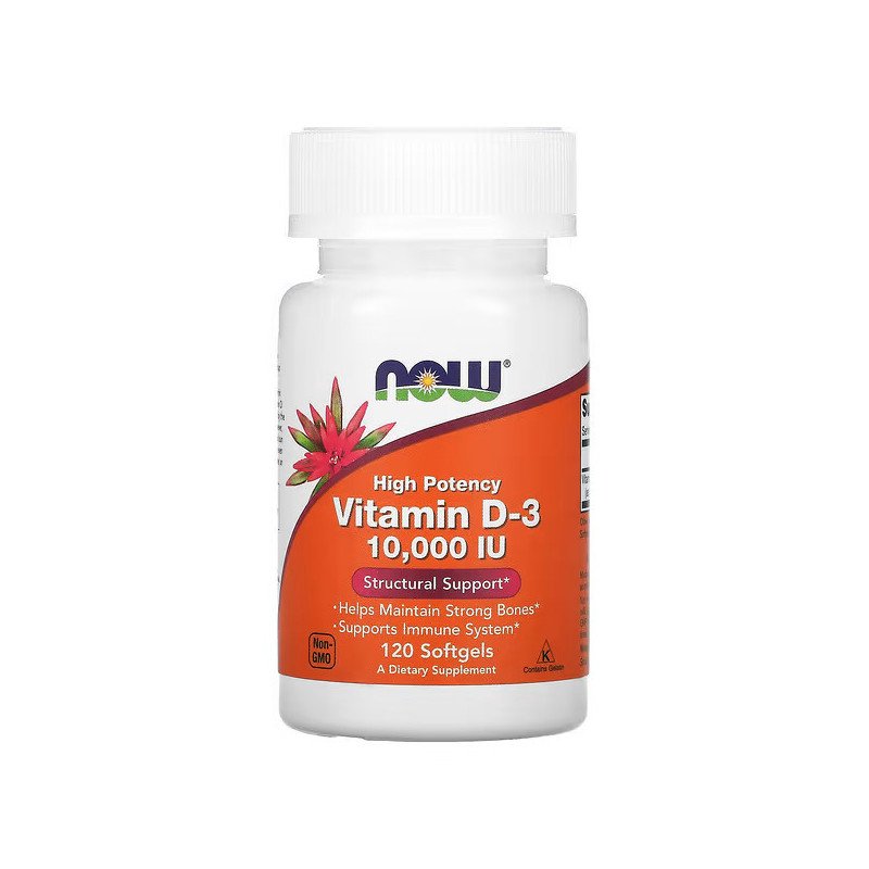 NOW Foods, Vitamine D3, Haute efficacité, 10 000 UI, 120 cap ...